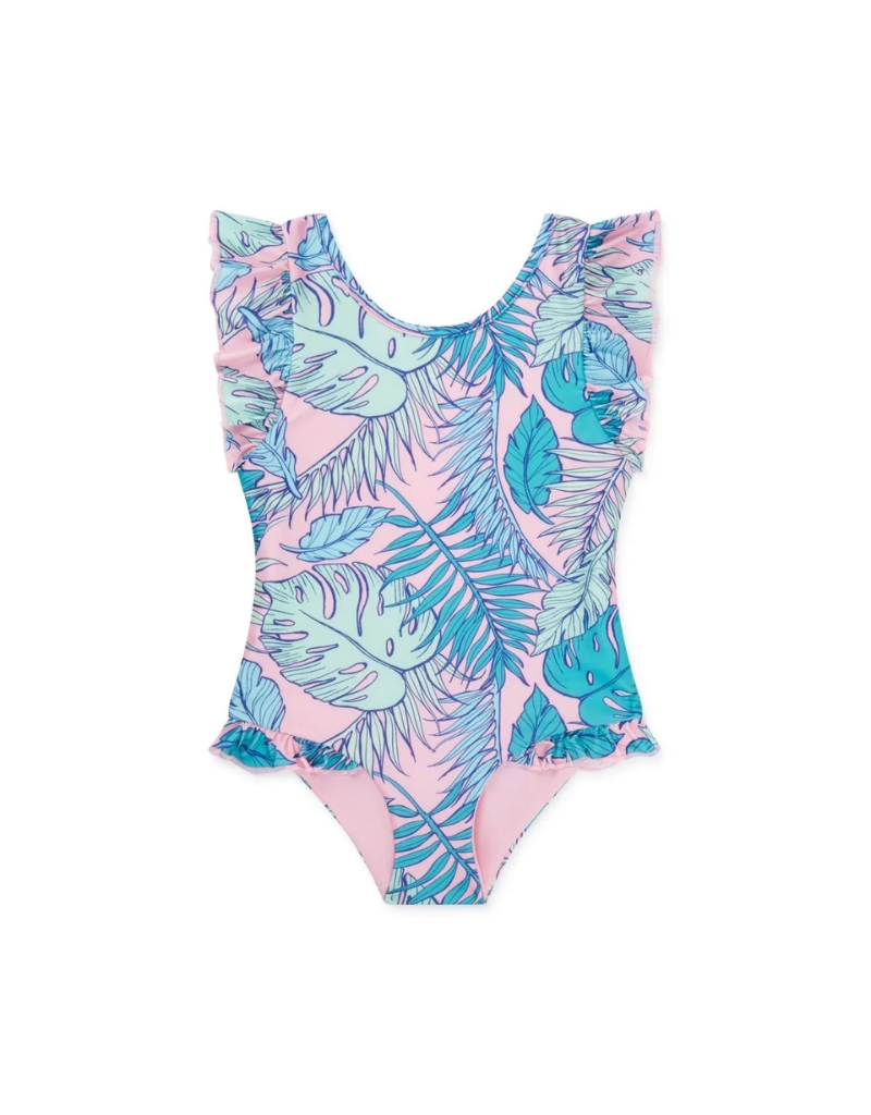 Kids Palmtopia Ruffle Swimsuit - Mini Macarons Boutique