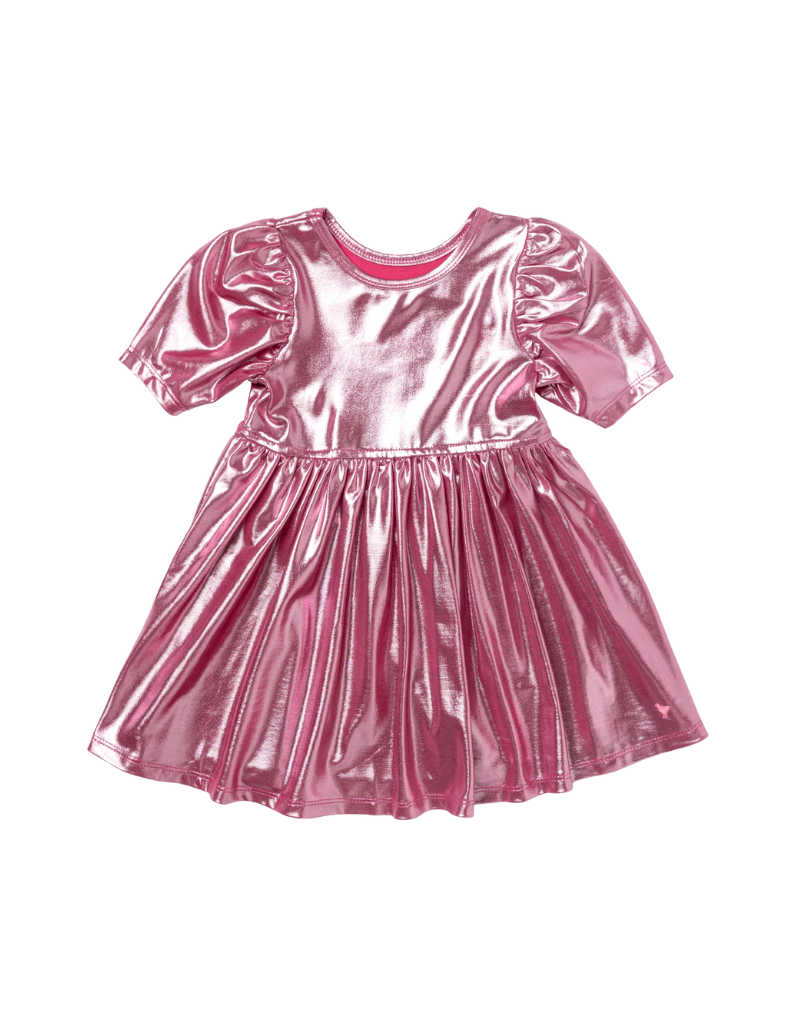 Pink Lame Laurie Dress - Mini Macarons Boutique