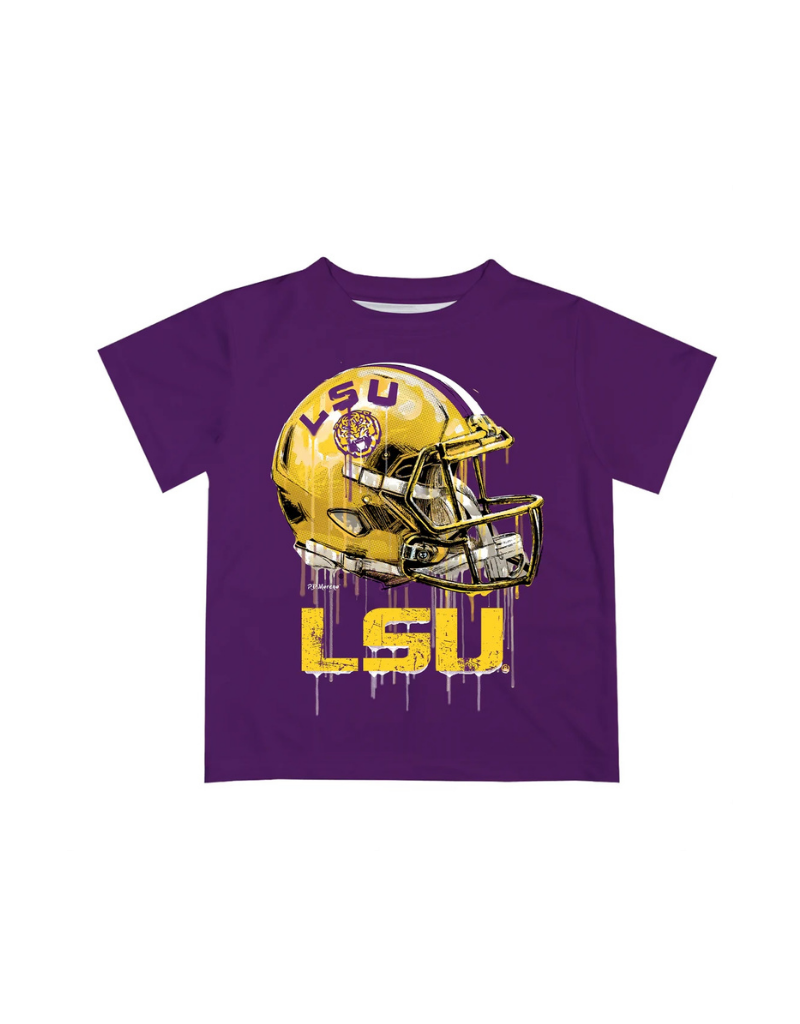 LSU Dripping Football Helmet Purple Dry Fit - Mini Macarons Boutique