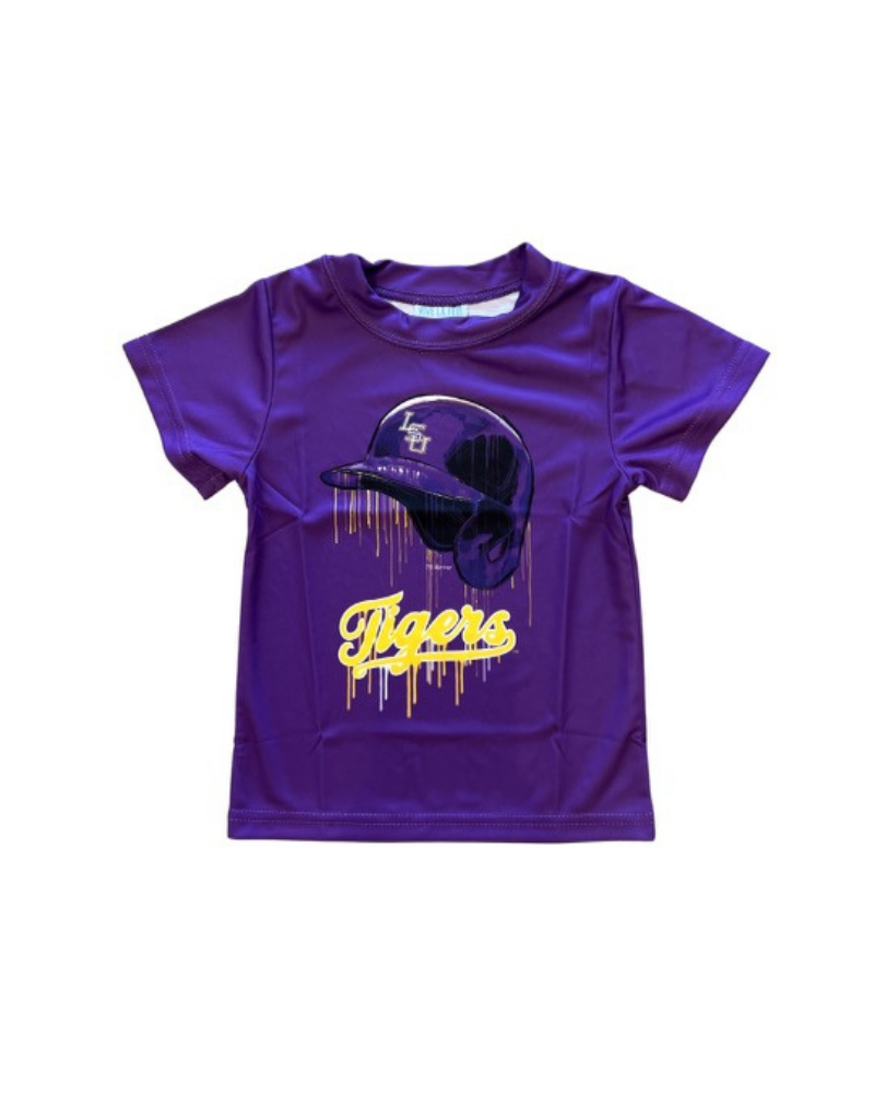 LSU Dripping Baseball Helmet Purple Dry Fit - Mini Macarons Boutique