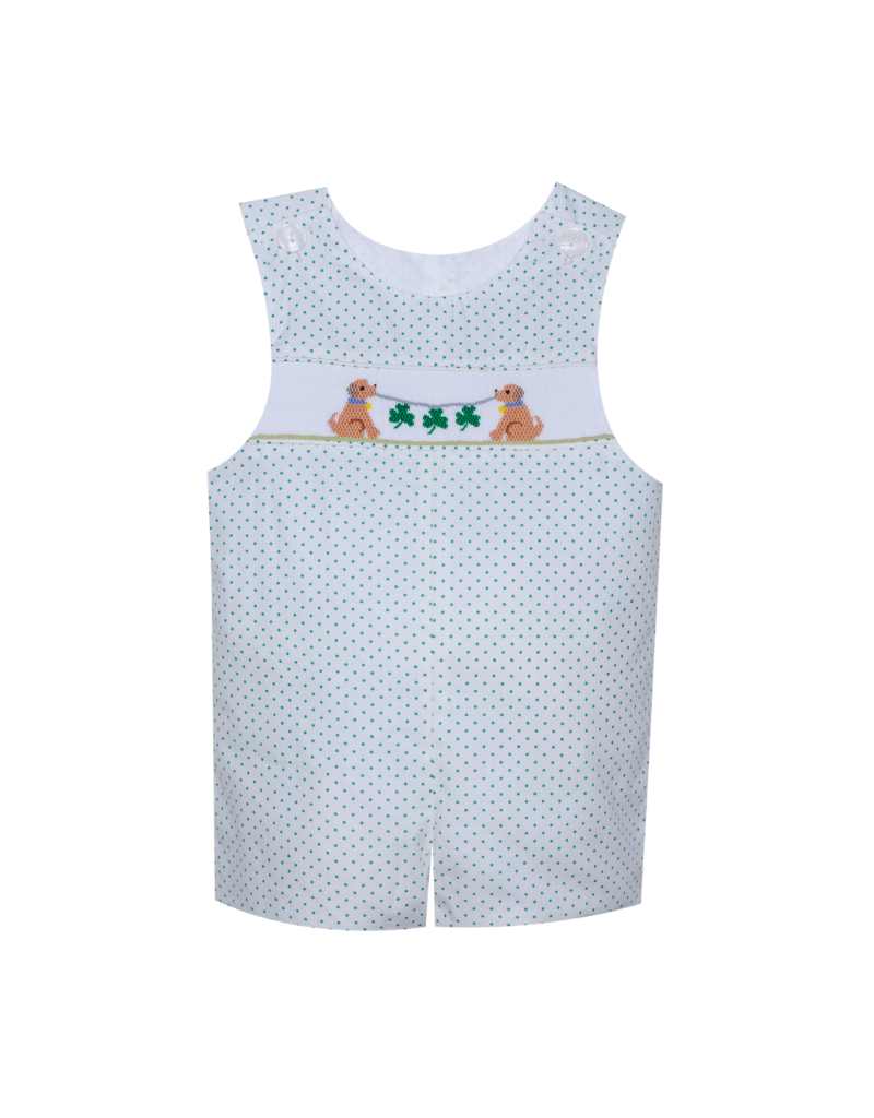 Kelly Green Graham Shamrock Smock Jon Jon - Mini Macarons Boutique