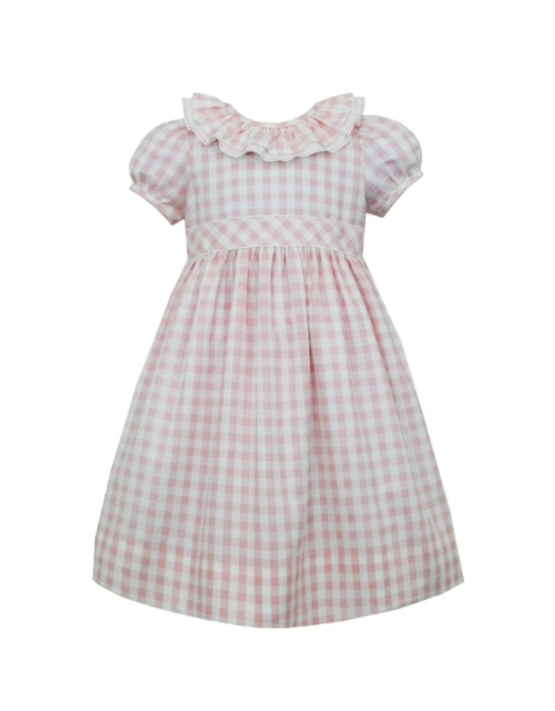 Pink Check Ruffle Collar Dress - Mini Macarons Boutique