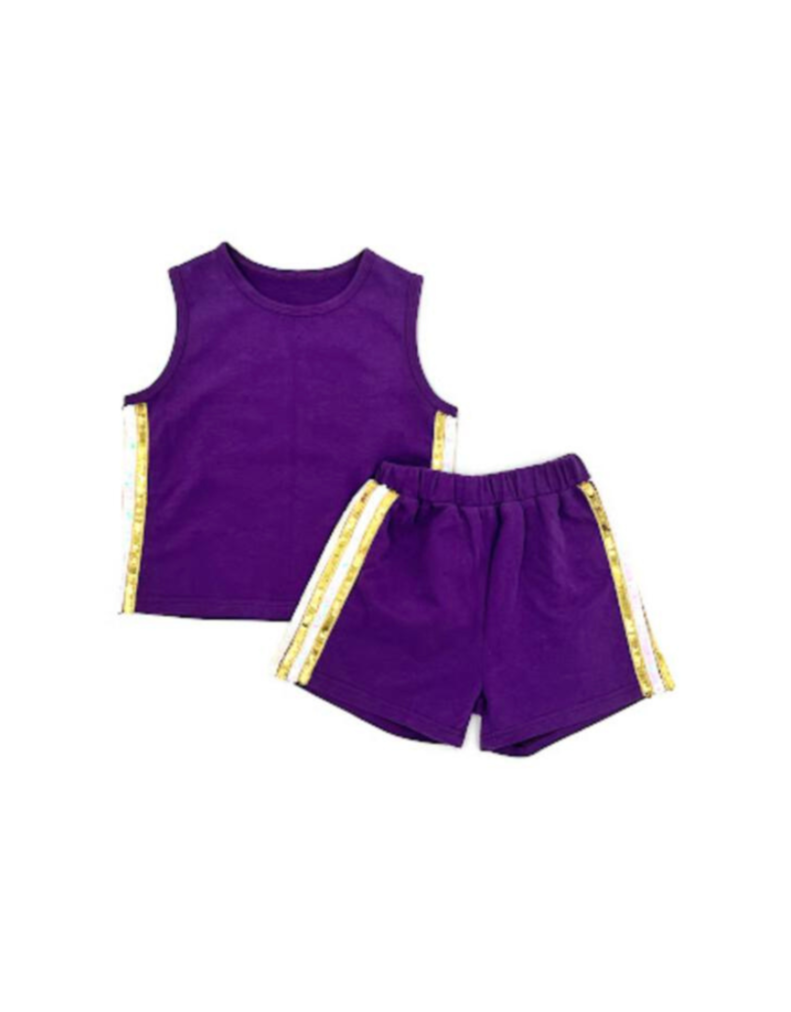 Purple/Gold Gameday Sequin Tank Short Set - Mini Macarons Boutique