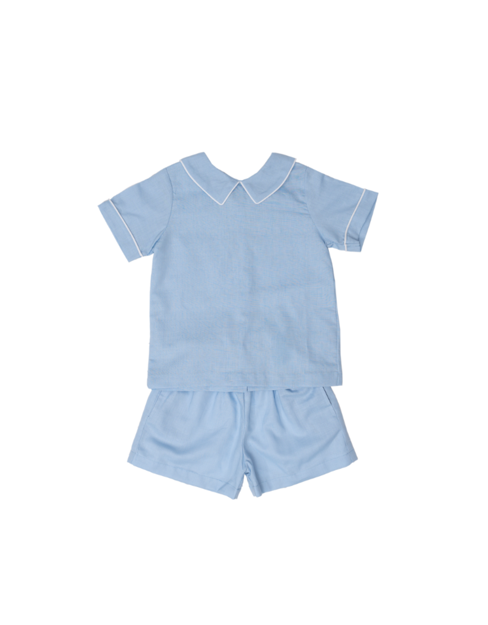 John Blue Linen Short Set - Mini Macarons Boutique