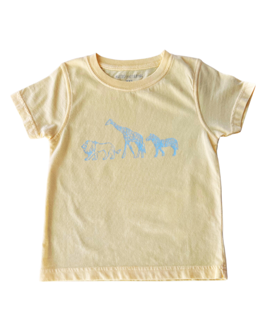 SS Yellow Zoo Animals Tee - Mini Macarons Boutique