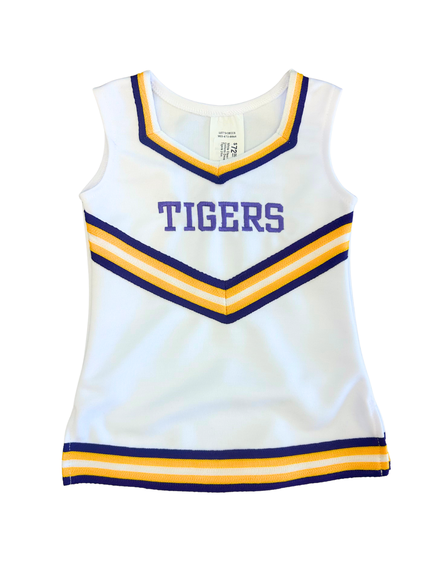 Let's Cheer White Cheer Uniform Dress - Tigers - Mini Macarons Boutique