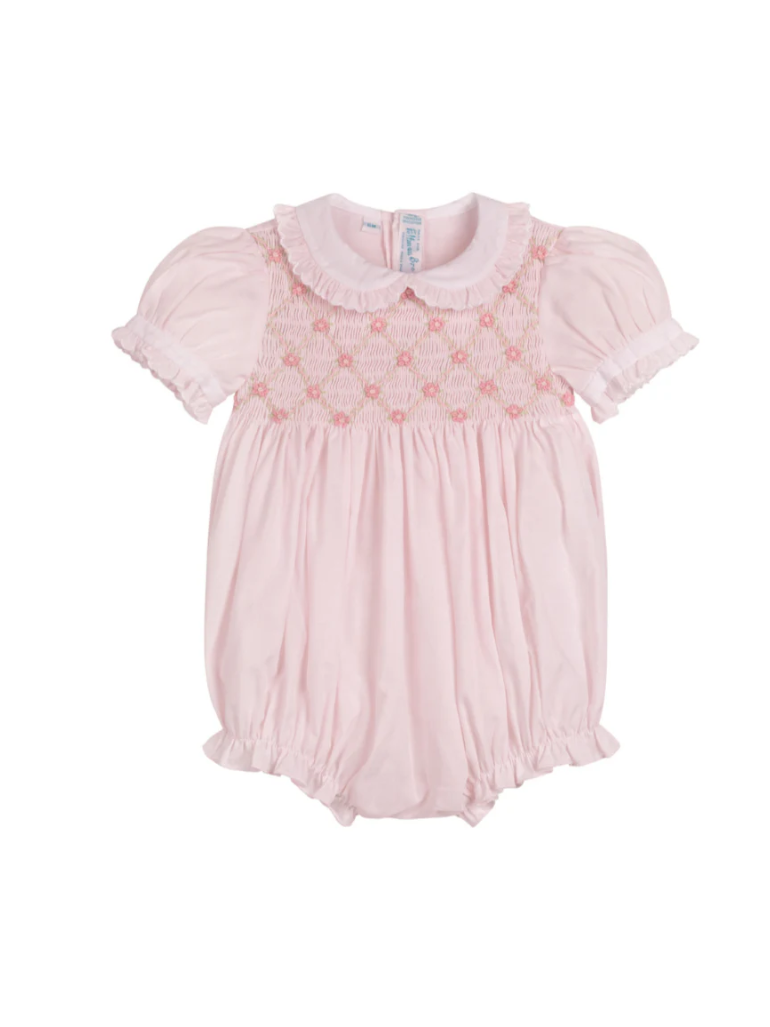 Dainty Smocked Floral Romper, Pink - Mini Macarons Boutique