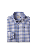 Youth Oak Grove Washed Gingham Dress Shirt, French Blue/Navy - Mini ...