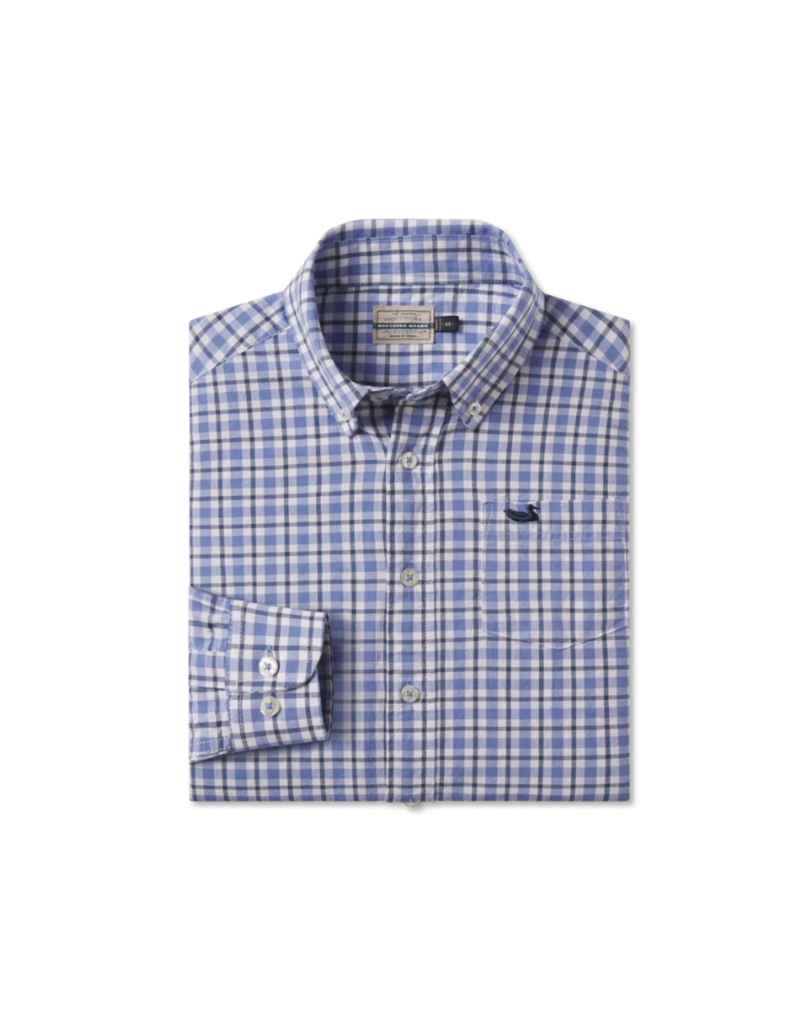 Youth Oak Grove Washed Gingham Dress Shirt, French Blue/Navy - Mini ...