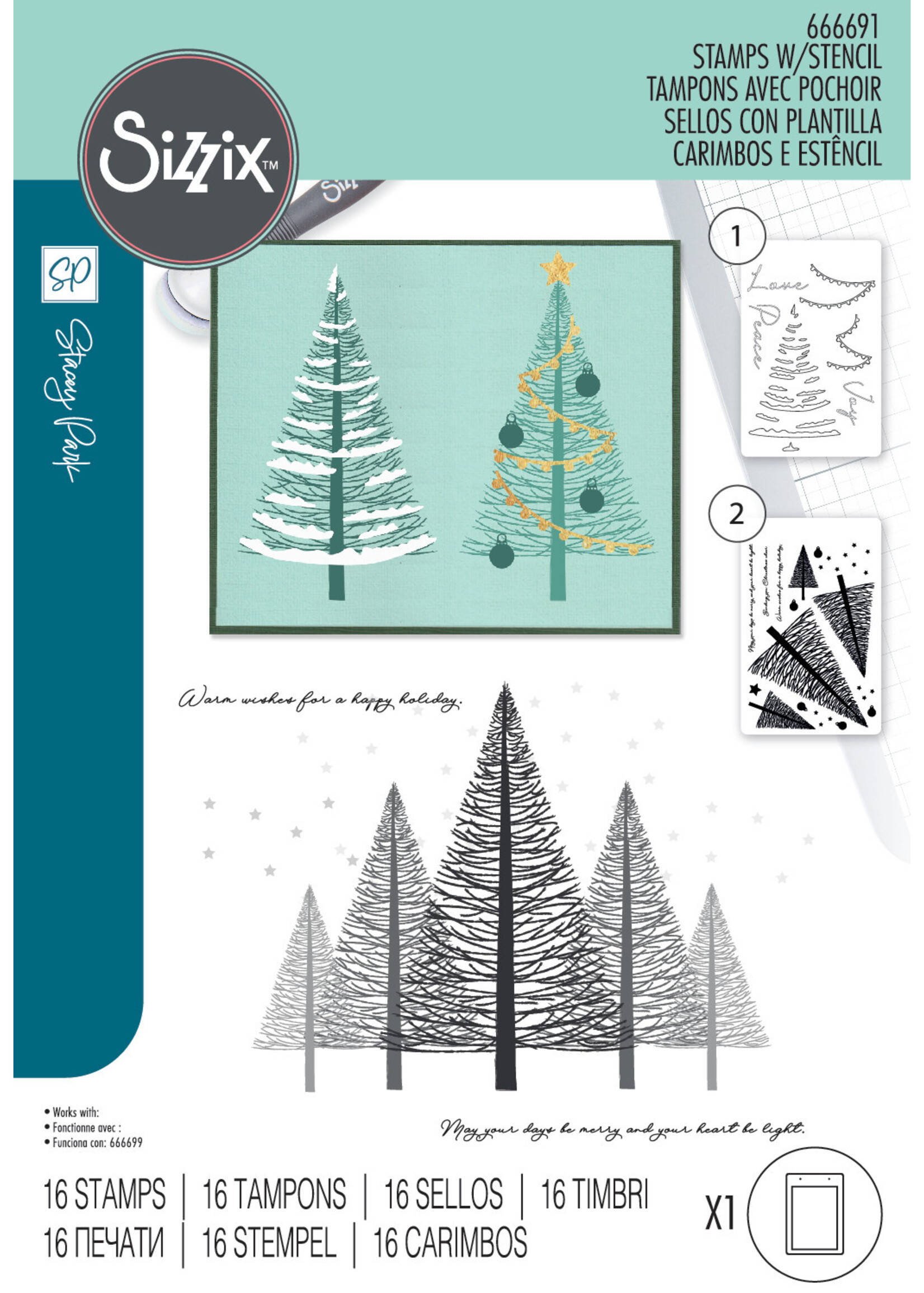Sizzix Stacy Park Cosmopolitan Merry and Light Stencil - Creative Escape