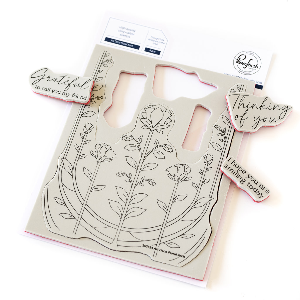 PinkFresh Studios Art Deco Floral Arch Stamp - Creative Escape