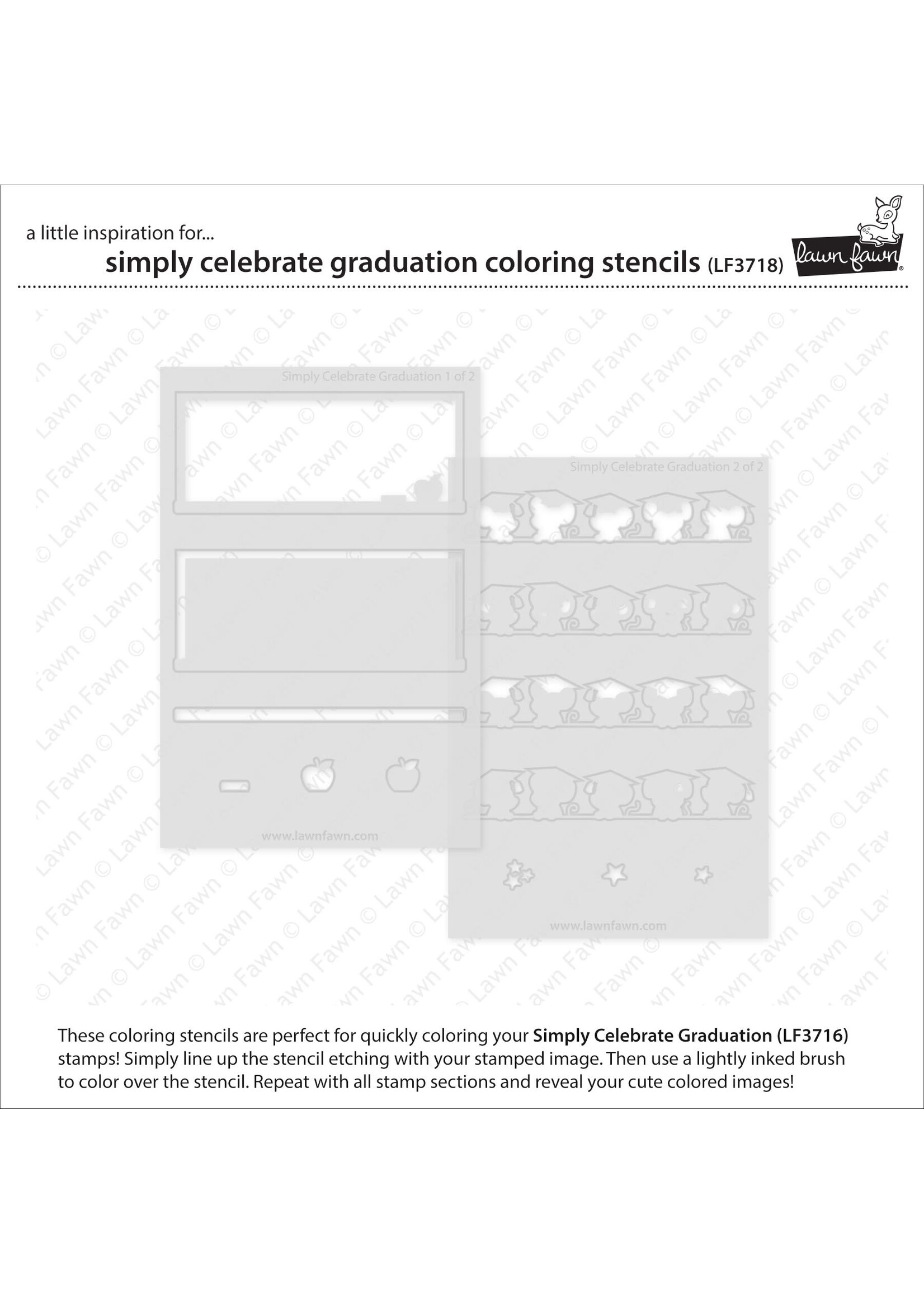 Lawn Fawn Simply Celebrate Graduation Coloring Stencils - Creative Escape