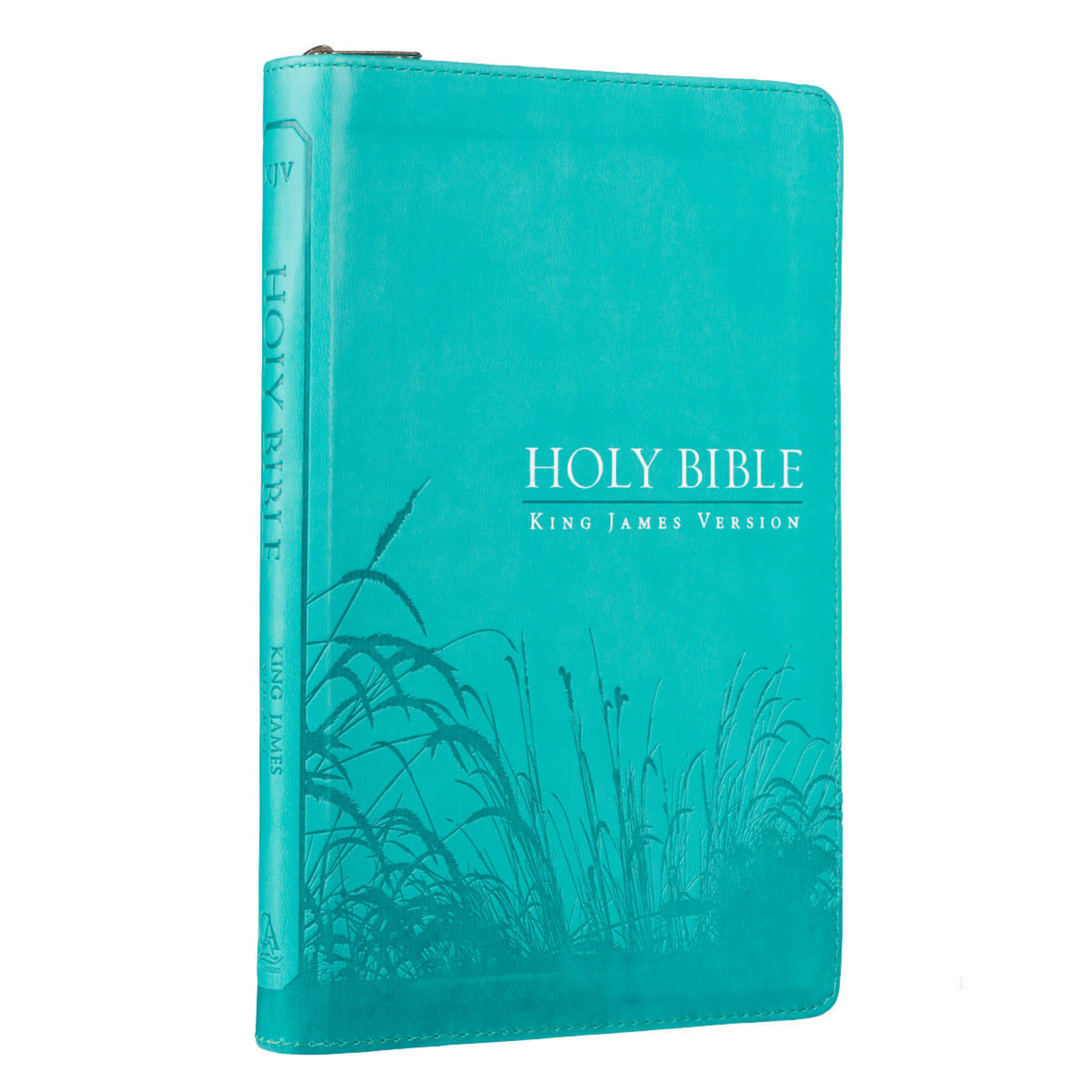 Turquoise Faux Leather Zippered KJV Deluxe Gift Bible with Thumb Index ...