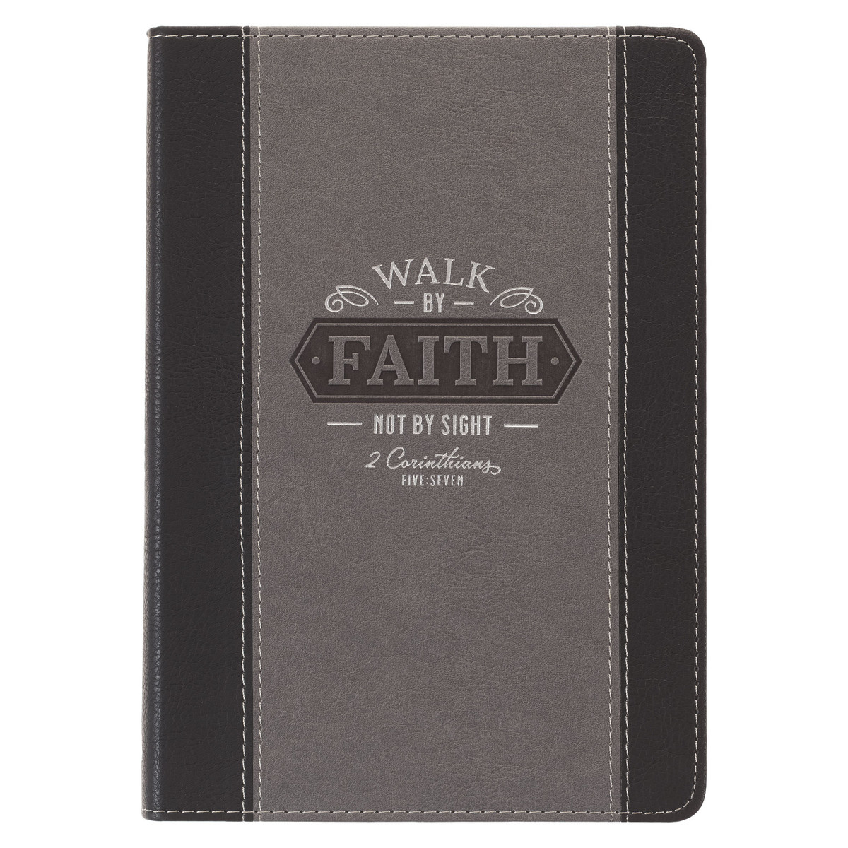 Walk by Faith Black and Gray Faux Leather Classic Journal - 2 ...
