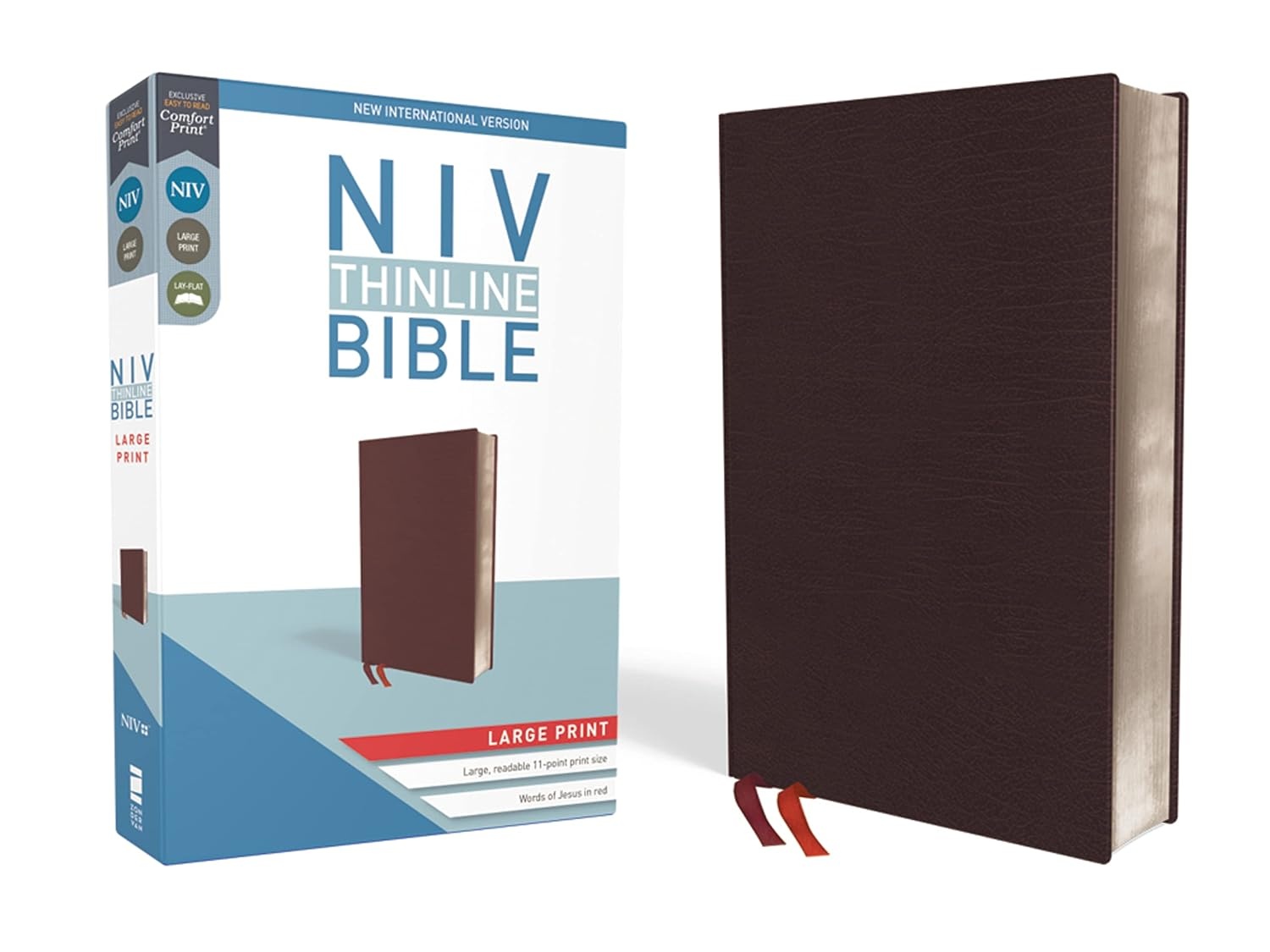 NIV Thinline Bible/Large Print (Comfort Print)-Burgundy Bonded Leather ...