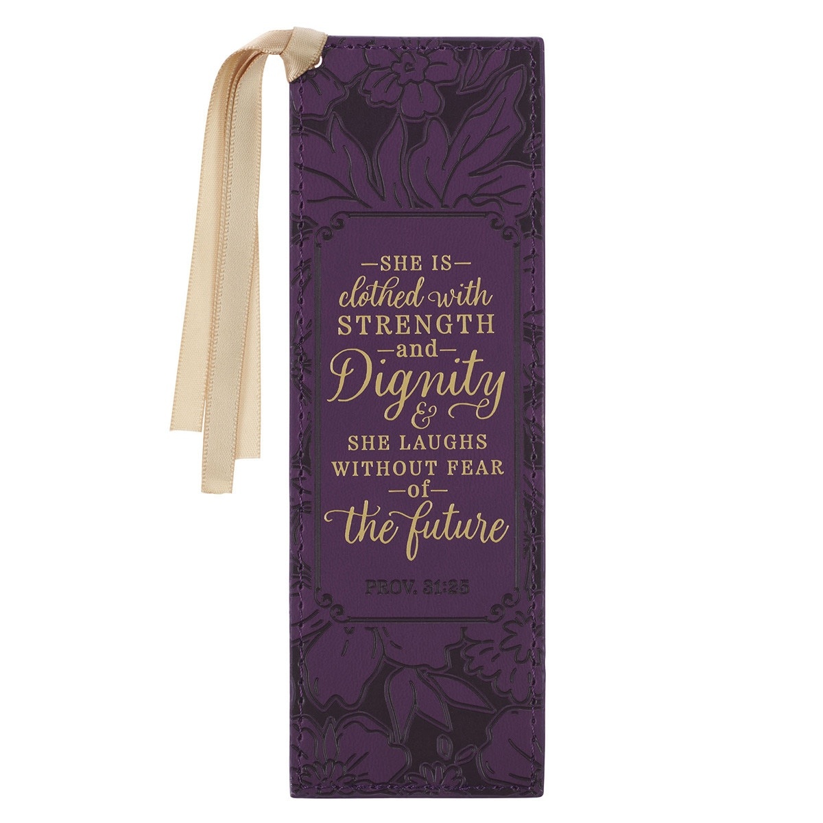Strength and Dignity Purple Rose Faux Leather Bookmark' - Proverbs 31: ...