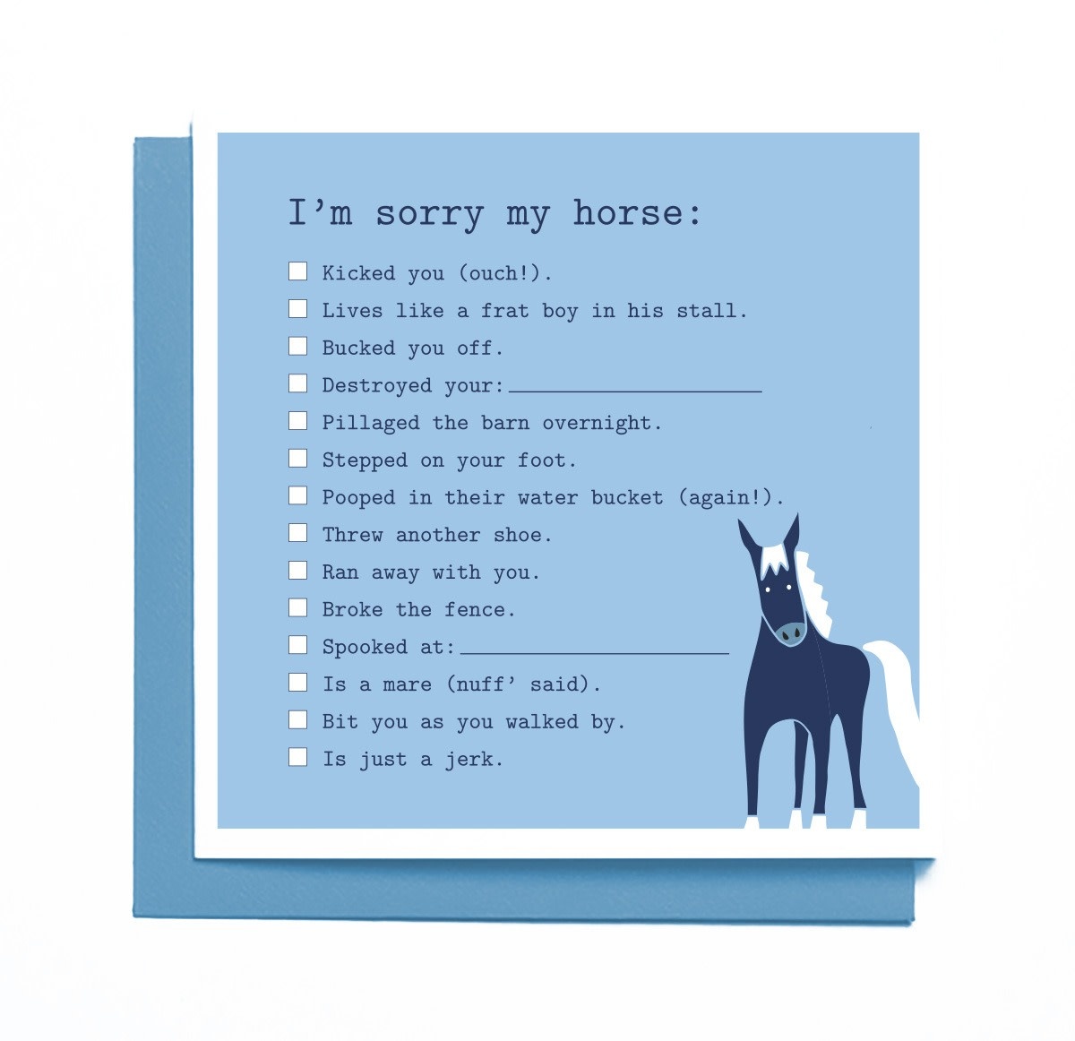 Card I’m Sorry My Horse… - San Diego Saddlery