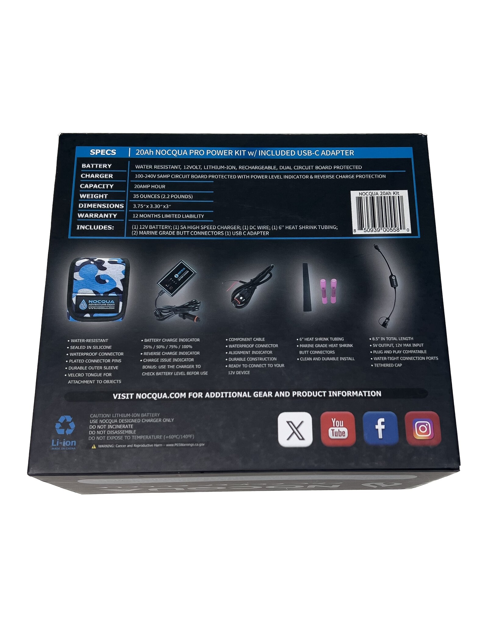 Nocqua 20AH Pro Power Kit - Pure Watersports