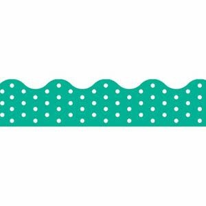 Trend Enterprises Polka Dots Teal Border [T92665] - School & Office Annex