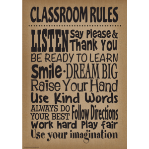 Burlap Classroom Rules Positive Poster - School & Office Annex