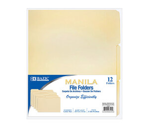 BAZIC BAZIC 1/3 Cut Letter Size Manila File Folder (12/Pack) - School ...