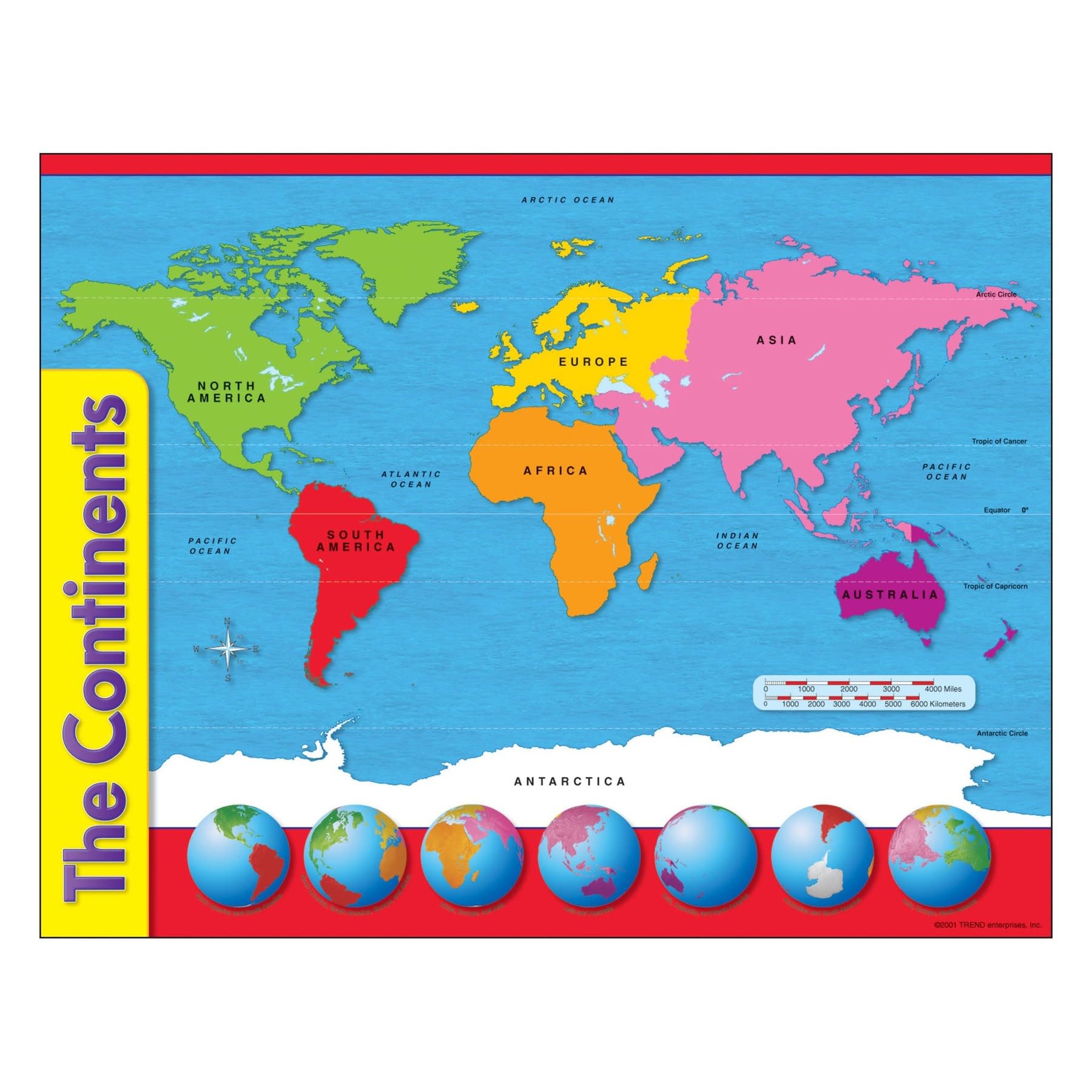 Trend Enterprises CONTINENTS MAP Chart 17x22 [T38098] - School & Office ...