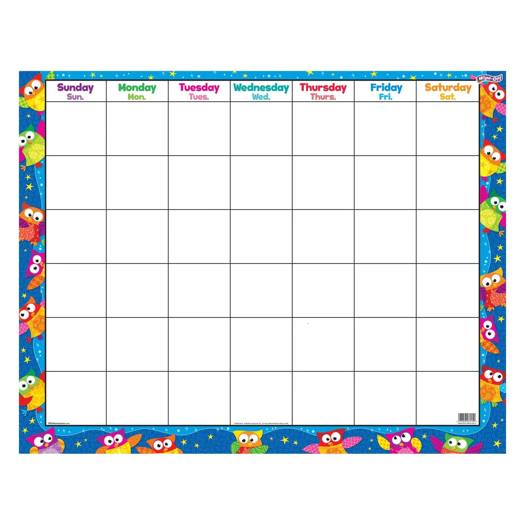 Trend Enterprises Owl-Stars! Wipe-Off Calendar - 22IN x 28IN [T27015 ...