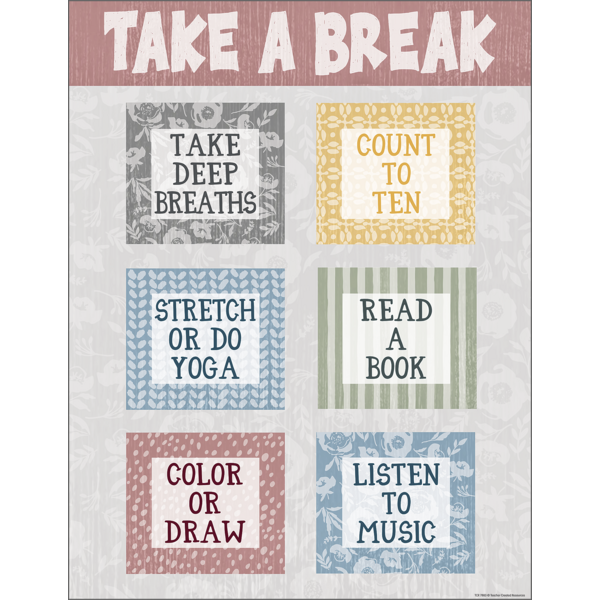 Teacher Created Resources Classroom Cottage Take a Break Chart 17x22 ...
