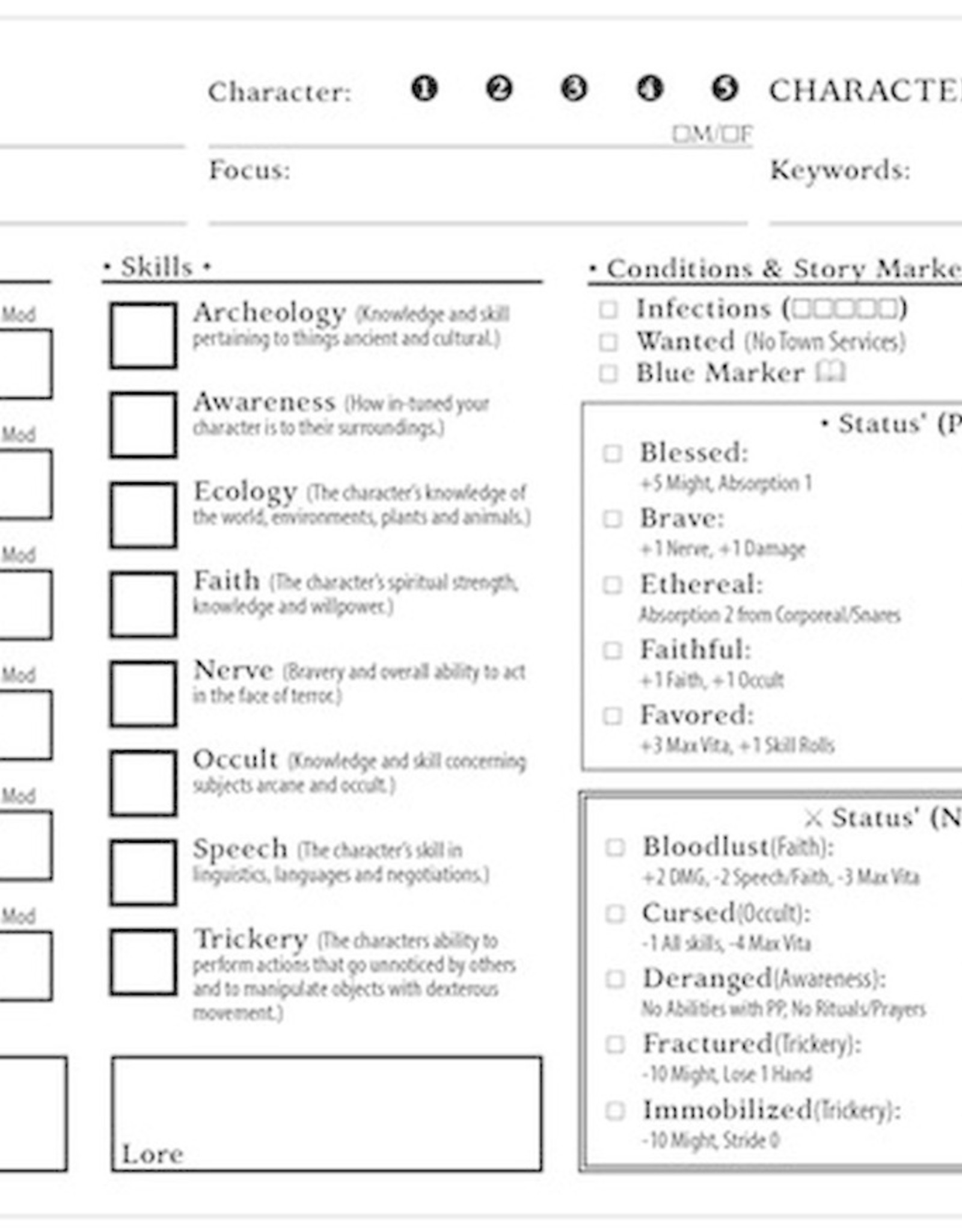 Folklore: Character Record Pad - Discover Games