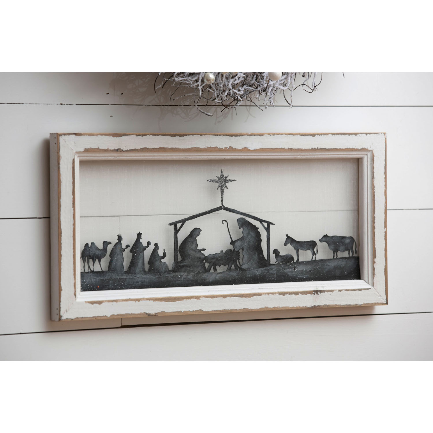 Nativity Scene Hand Painted Screen Wood Frame Wall Décor - Miche ...