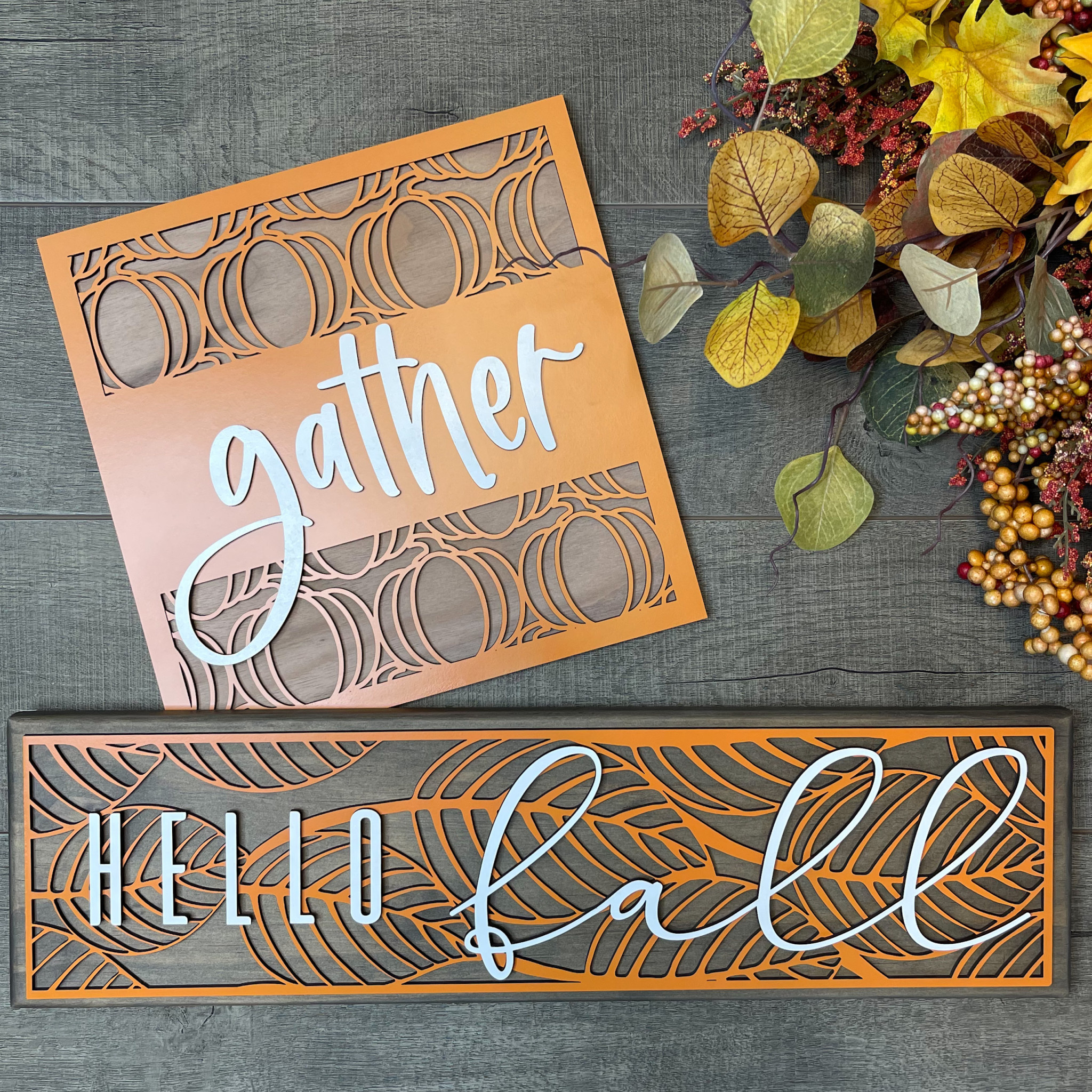 Gather - Fall Miche Laser Sign - Miche Designs and Gifts