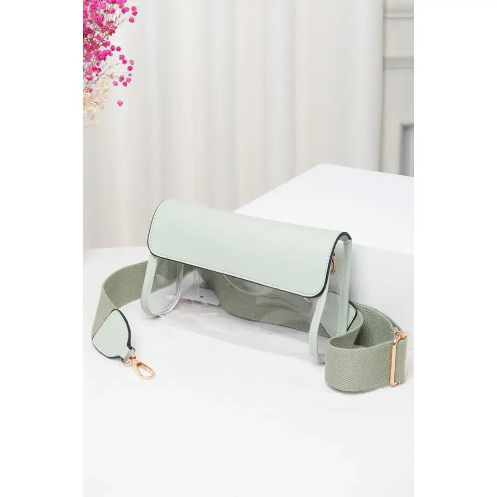 Solid Trim Clear Stadium Crossbody Bag - Mint - Miche Designs and Gifts