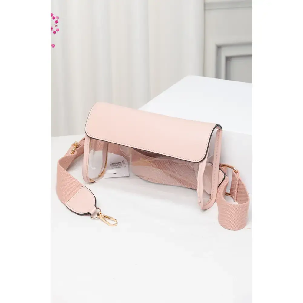 Solid Trim Clear Stadium Crossbody Bag - Pink - Miche Designs and Gifts