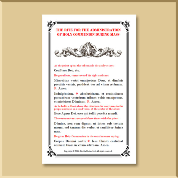 Card for the Rite of Holy Communion During Mass - Biretta Books