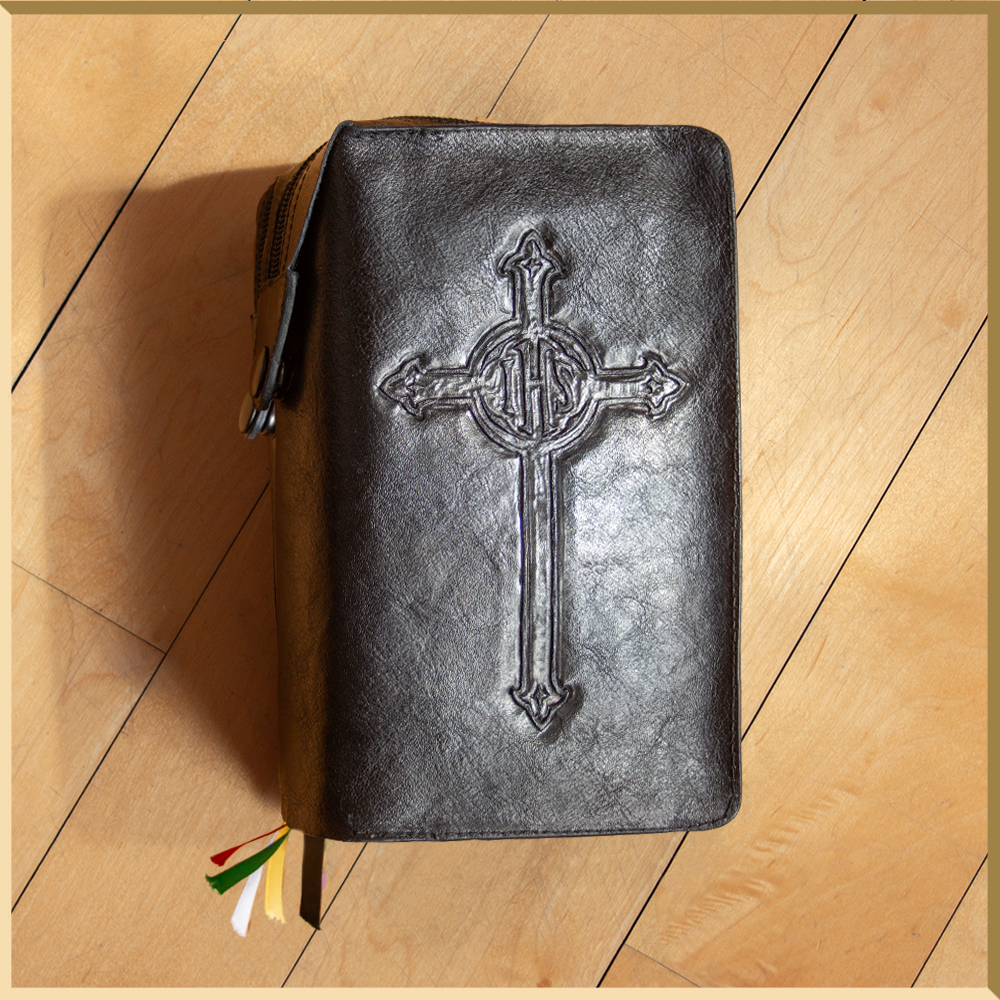 Ornate Cross Hand Tooled Leather Missal Cover - Biretta Books