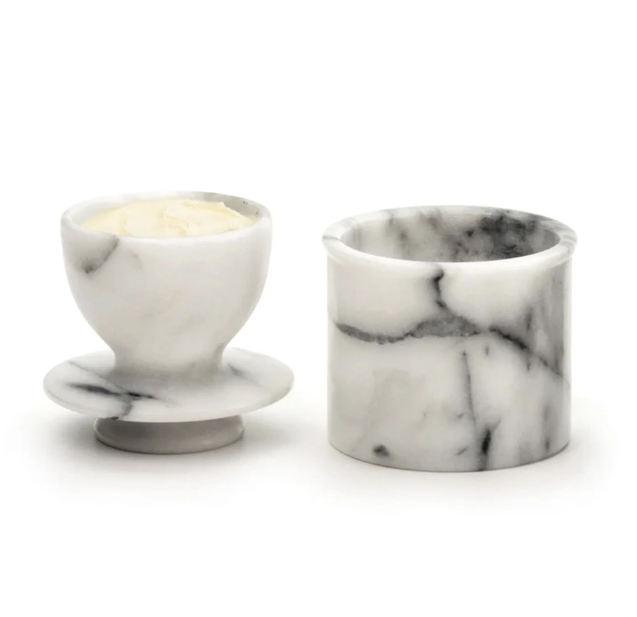 White Marble Butter Pots - Duluth Kitchen Co