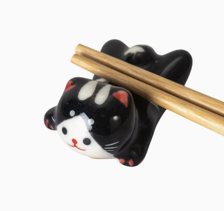 Urban Tokyo Cat Chopsticks Rest 2"L Black - Duluth Kitchen Co