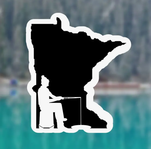 Minnesota Awesome Ice Fishing Minnesota Vinyl Sticker | Minnesota ...