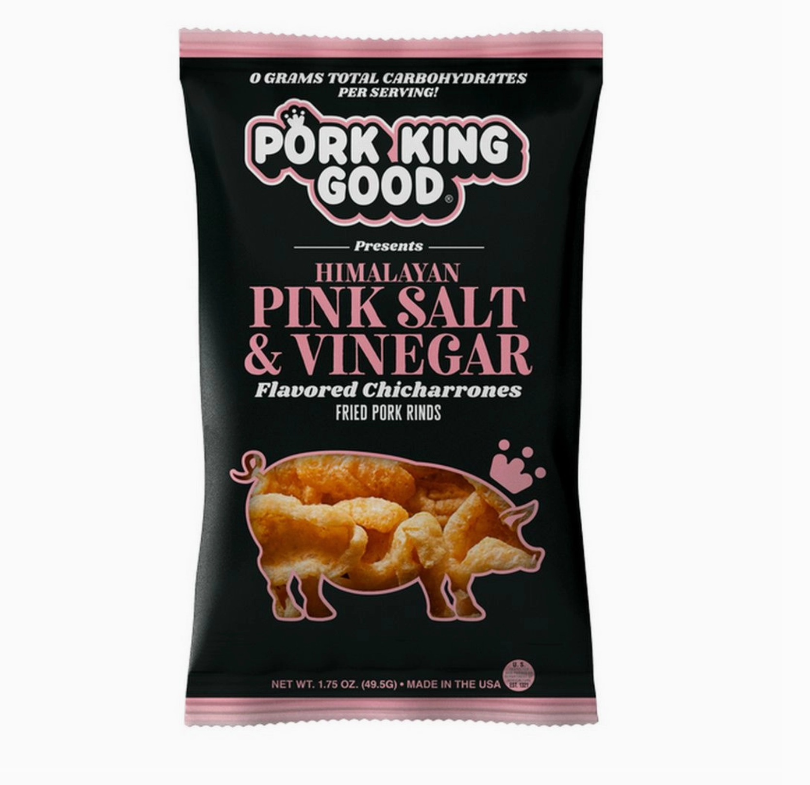 Pork King Good Pink Salt & Vinegar Pork Rinds 1.75 oz | Pork King Good ...