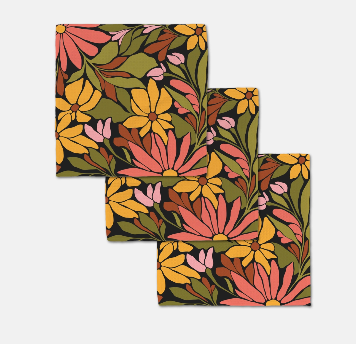 Geometry Blooming Black Wash Cloth | Geometry - Duluth Kitchen Co