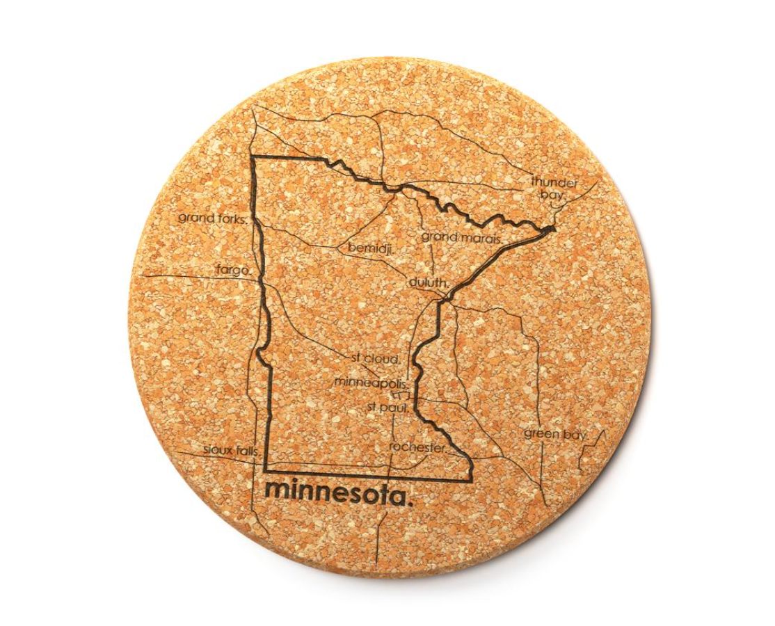 Well Told Cork Coaster - Minnesota Map | Well Told - Duluth Kitchen Co