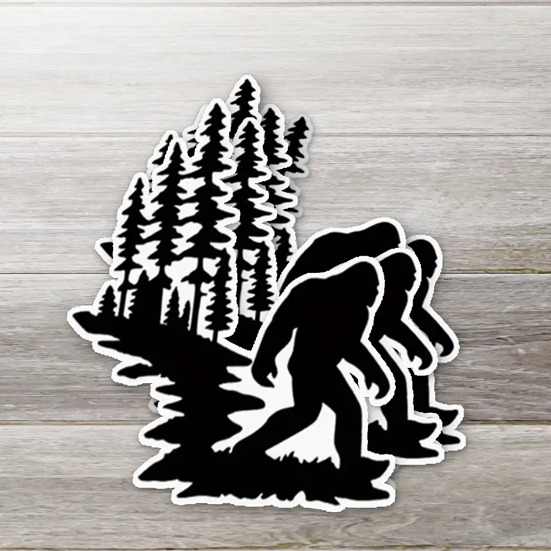 Ozark Sticker Company Black and White Sasquatch In The Woods Sticker ...