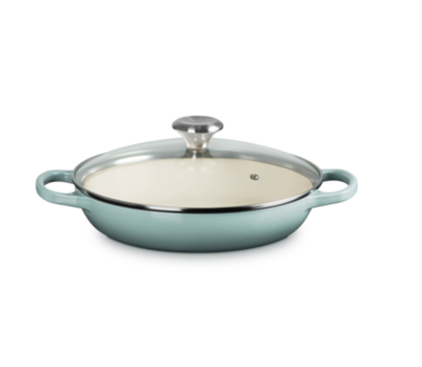 Le Creuset Signature Round Braiser Glass Lid 2.25 Qt Sea Salt Sig Ss ...