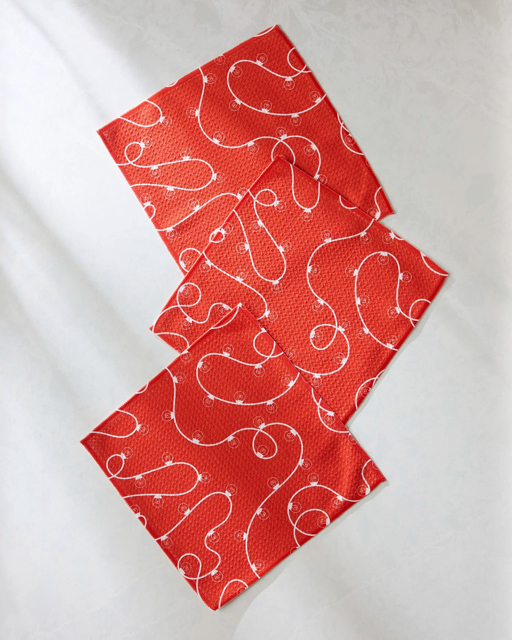 Geometry Red Holiday Lights Dishcloth Set | Geometry - Duluth Kitchen Co