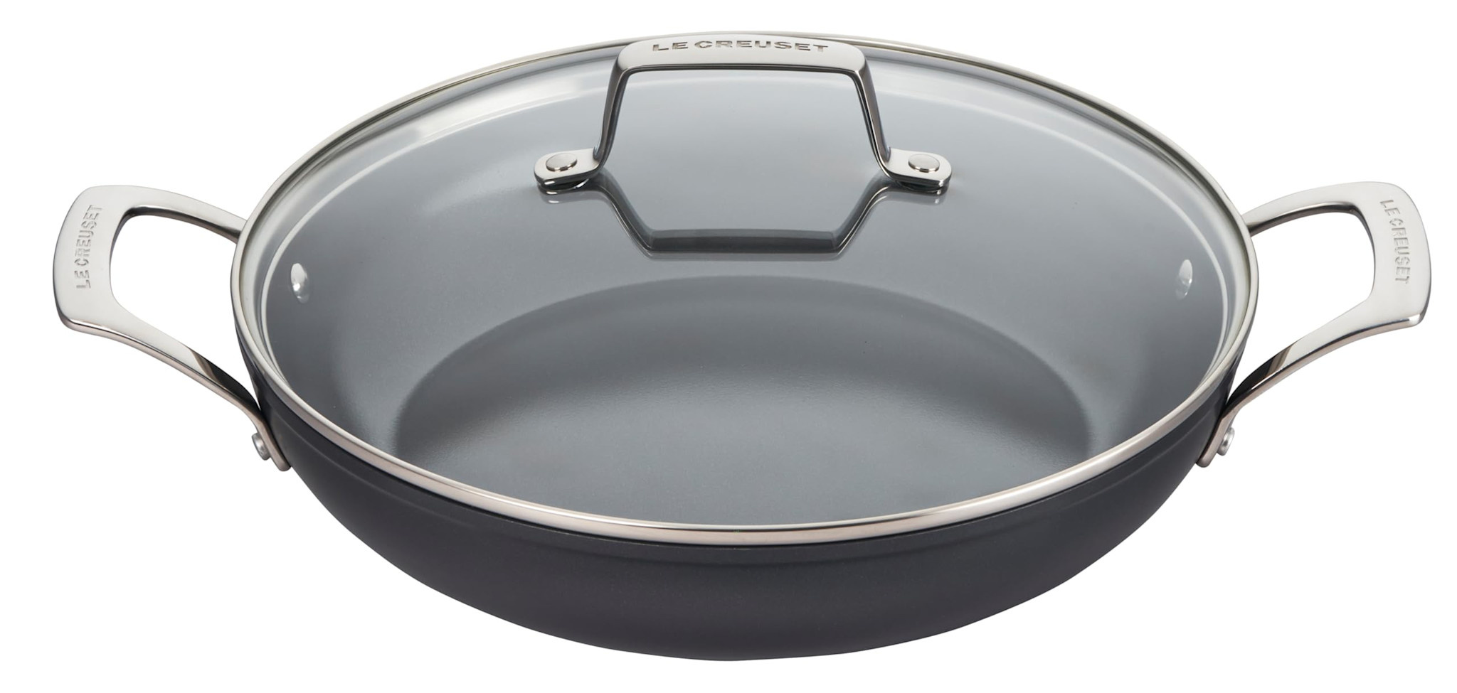 Le Creuset Essential Non-Stick Ceramic Shallow Braiser with Glass Lid 3 ...
