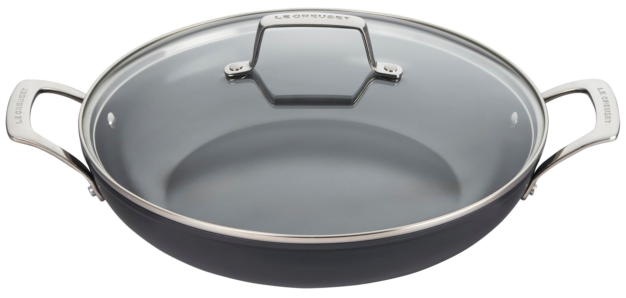 Le Creuset Essential Non-Stick Ceramic Shallow Braiser with Glass Lid 3 ...