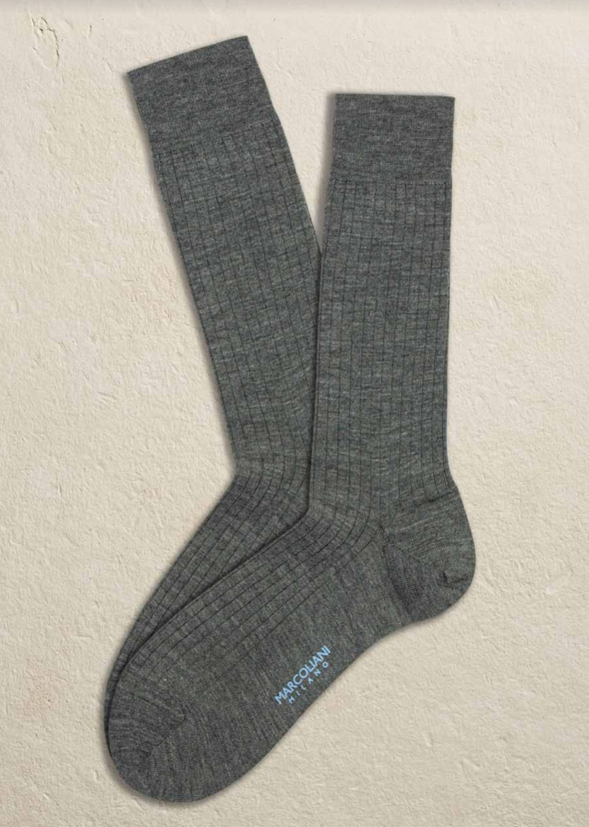Merino Ribbed Grey Sock - Benjamin's Menswear