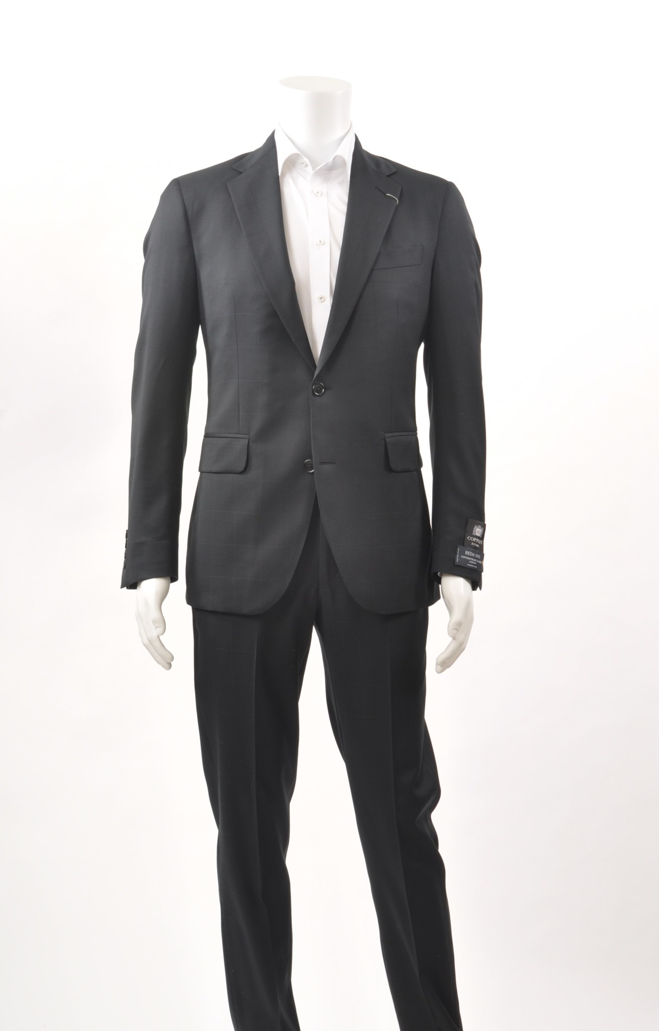 Slim Fit Black Tonal Block Suit - Benjamin's Menswear