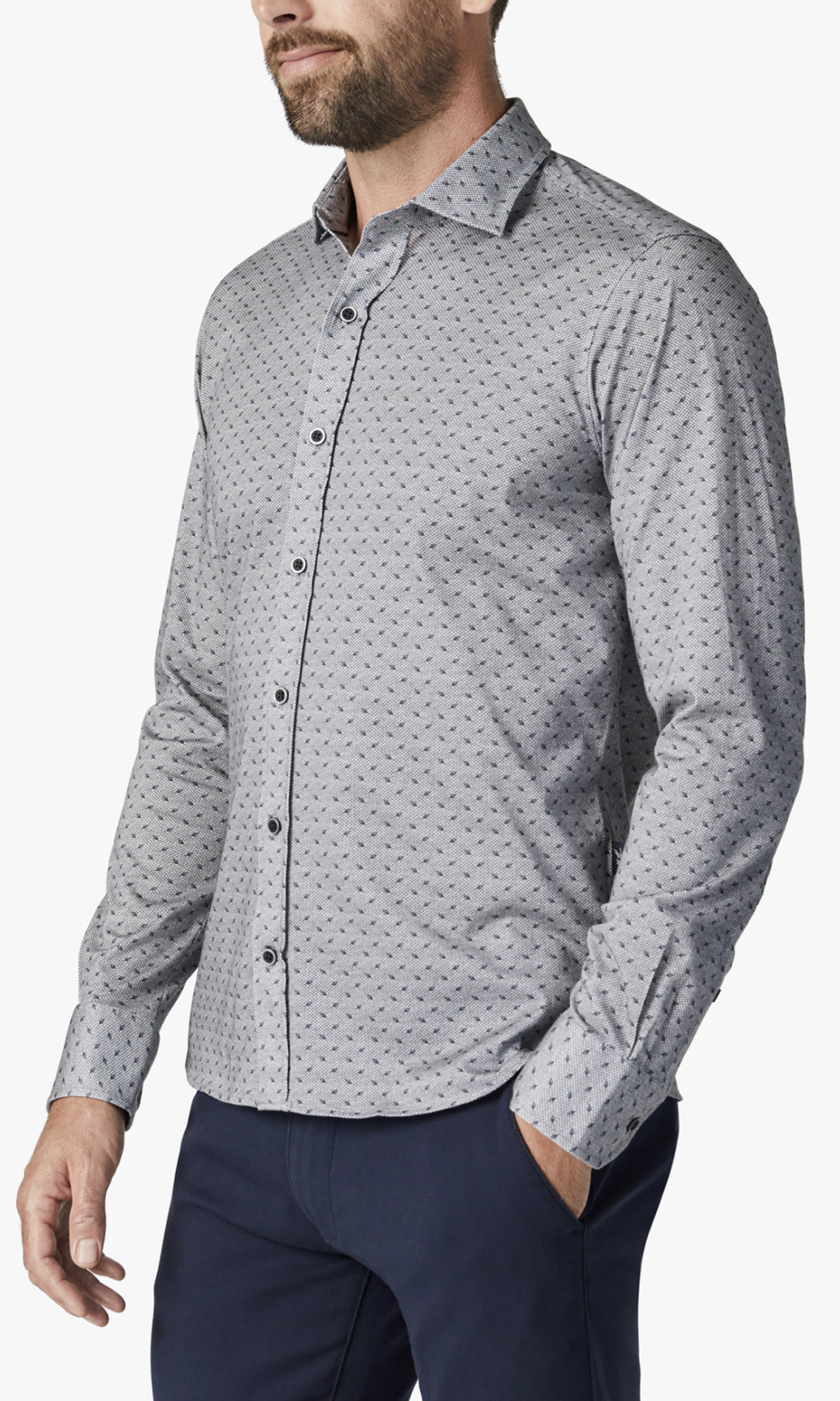 Modern Fit Leaf Design Shirt - Benjamin's Menswear