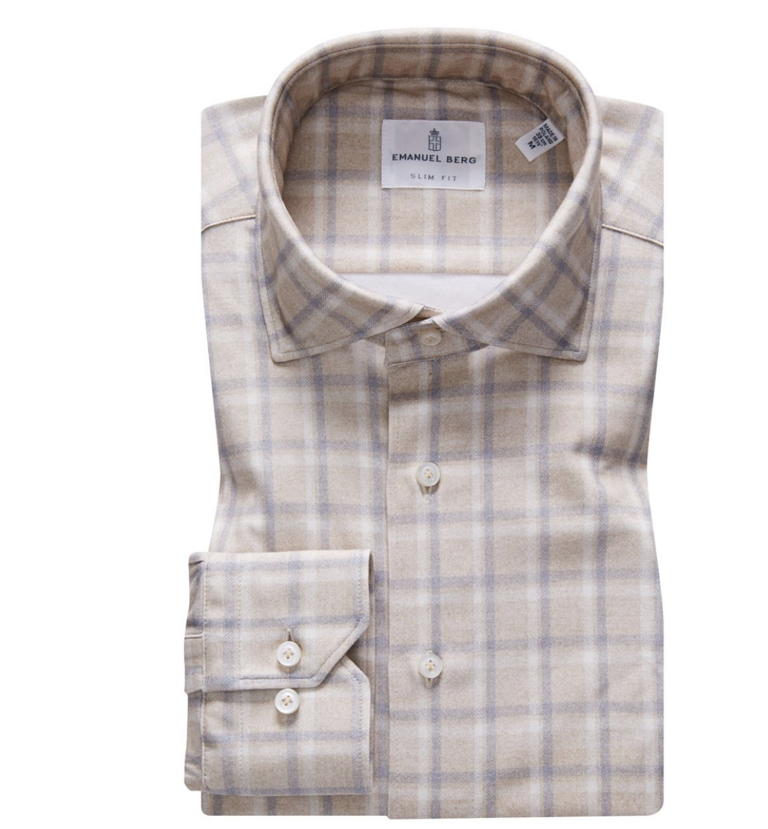 Modern Fit Light Beige Check Shirt - Benjamin's Menswear